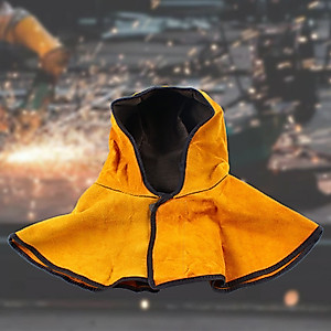 YIYIBYUS Cowhide Shawl Hat Flame Retardant, Wear-Resistant for Handling, Electric Welding, Safety Apparel Flame Resistant Knit Hood - Leather Welding Hood, Welder Cover Cap for Welding, Blacksmithing