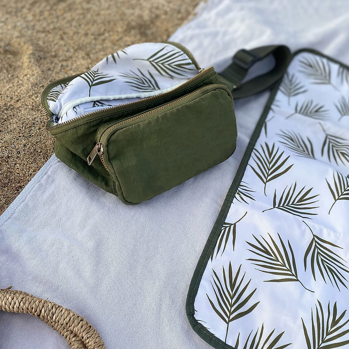 Ditty Co. - Lanikai Small Diaper Bag - Portable Changing Pad - Crossbody Bags For Women - Fanny Pack - Baby Travel Essentials (Olive Green)