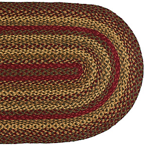 IHF Home Decor | Cinnamon Premium Braided Collection | Primitive, Rustic, Country, Farmhouse Style | Jute/Cotton | 30 Days Risk Free | Accent Rug | Wine, Natural and Shade of Browns | 5'x8' Oval