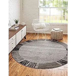 Rugs.com Angelica Collection Rug – 6 Ft Round Light Gray Medium Rug Perfect for Kitchens, Dining Rooms