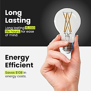 Feit Electric LED Clear A19 Medium Base Light Bulb - 60W Equivalent - 15 Year Life - 810 Lumen - 2700K Soft White - Dimmable | 4-Pack