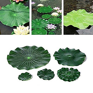 Cabilock 20pcs Artificial Lotus Leaf Floating Lotus Leaves Green Lily Pads Foliage Pond Decor Aquarium Tank Fake Leaves 18cm