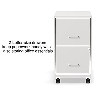 STAPLES 2-Drawer Vertical Mobile File Cabinet, Letter Size, Pearl White, 18-Inch-D (19634)