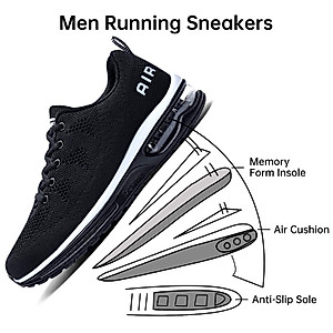 MEHOTO Mens Air Running Sneakers, Men Sport Fitness Gym Jogging Walking Lightweight Shoes, Color BlackWhite, Size 10.5