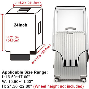 Yuppies Clear PVC Suitcase Cover, Protective Luggage Cover for 24 inch Wheeled Suitcase (24inch (16.2" L x 10.6" W x 21.5" H))