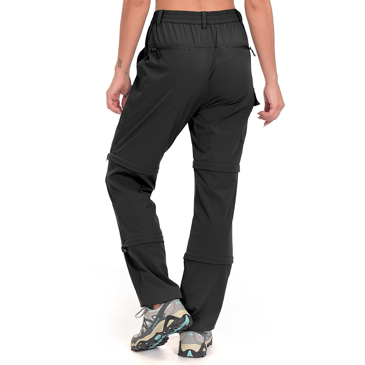 Little Donkey Andy Women's Stretch Convertible Pants, Zip-Off Quick-Dry Hiking Pants Black Size M