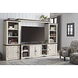 Signature Design by Ashley Havalance Modern Farmhouse Right Pier Cabinet, Shelves for Storage, Weathered Gray & Vintage White