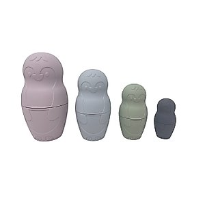 BraveJusticeKidsCo. Puffy Penguins Toddler (1+) Silicone Stacking Nesting Dolls Toy : No Small Parts for Baby