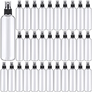Eccliy 32 Pcs 8 oz Spray Bottles Fine Mist Spray Bottles Clear Empty Plastic Travel Bottles Refillable Mist Sprayer with Spray Cap for Oils Travel Perfumes(Transparent,Clear)