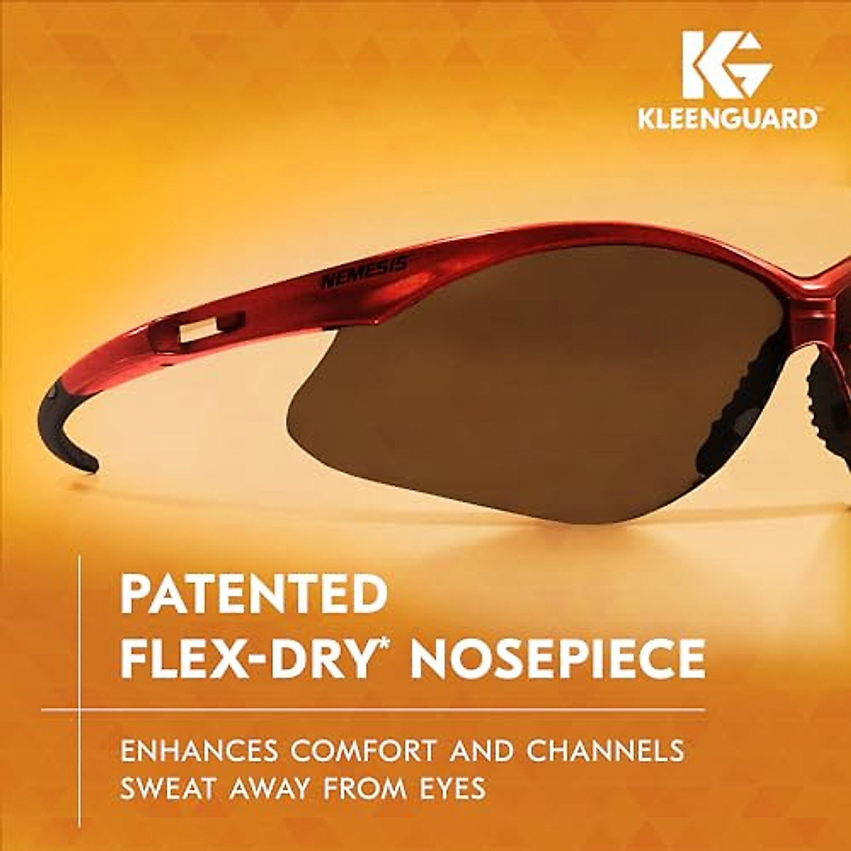 KleenGuard V30 Nemesis Safety Glasses (22611), Smoke Anti-Fog Lens, Red Frame, 12 Pairs / Case