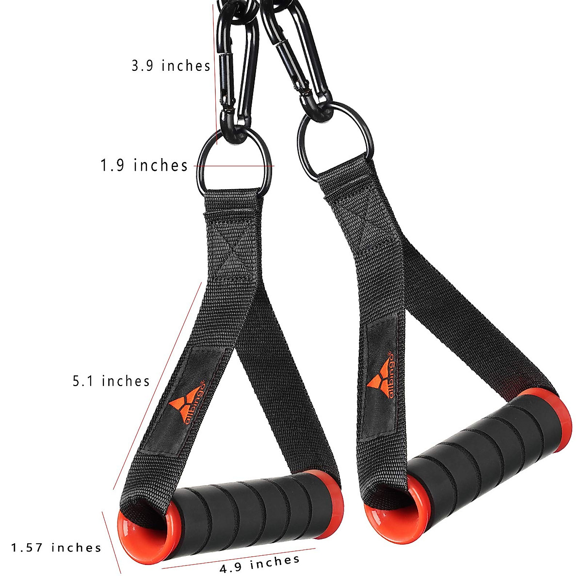 allbingo Solid Gym Handles for Cable Machine Resistance Bands, Ultra Heavy Duty Comfortable Sturdy Exercise Handle Grips Attachment with Large Clips for Pulley LAT Pulldown System (Red)