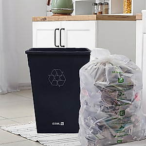 Restaurantware RW Clean 23 Gallon Trash Can 1 Slim Trash Bin - Lid Sold Separately Commercial Black Plastic Waste Basket Heavy-Duty Slim Design For Bathroom Kitchen Outdoor Waste