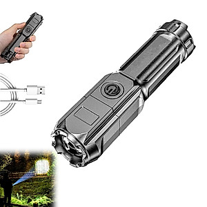 Peachloft Flashlight, Peachloft Flash Light, Rechargeable Flashlights Light LED Flashlights for Home and Camping, Adjustable Zoom, Ipx4 Waterproof (1PCS)