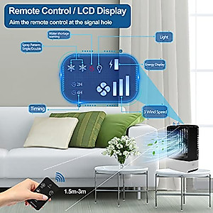 Portable Air Conditioners AC - Mini Air Conditioner, Personal Air Conditioner, 4000mAh Battery for Camping, Car, with Remote Control Night Light & Timing