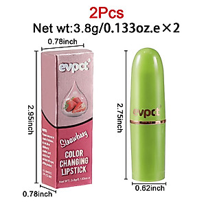 BINGBRUSH Color Changing Lipstick Queen,PH Mood Long Lasting Lip Gloss Korean Lip Balm Tinted Magic Makeup Moisturize Lipstick Set (2pcs Strawberry, 2 Count (Pack of 1))