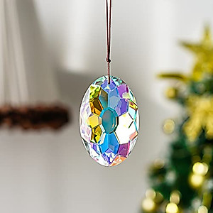 AB Coating Hanging Window Crystal Prism Suncatcher Rainbow Maker Glass Hanging Pendant Ornaments for Home Garden Decoration (89mm,3.5inch)