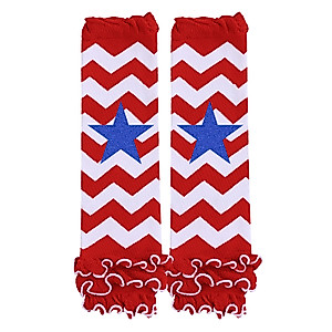 ODASDO Newborn Infant Baby Girl My 1st 4th of July Outfit Patriotic Bodysuit Romper Star Tulle Tutu Skirt Bowknot Headband Leg Warmers 4pcs Independence Day Party Summer Clothes Set White 3-6 Months