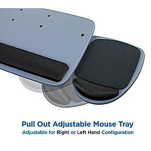 Mount-It! Under Desk Keyboard Tray, Adjustable Keyboard and Mouse Drawer Platform with Ergonomic Wrist Rest Pad, 17.25" Track (MI-7137)