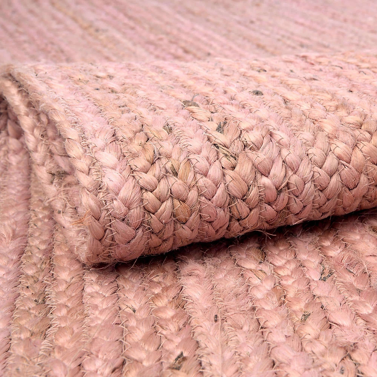 Agro Richer Handwoven Jute Area Rug, 4x6 ft. Natural Pink Yarn- Rustic Vintage Beige Braided Reversible Rectangular Rugs for Bedroom, Kitchen, Living Room, Farmhouse