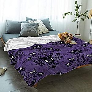 T&H XHome Flannel Fleece Bedding Blanket - 60"x80" Haunted Halloween Mansion - Grim Grinning Ghosts Anime Camp Throw Blanket for Baby Kids Boy Girls Men Women