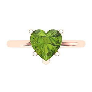 Clara Pucci 2.0 ct Heart Cut Solitaire Natural Peridot 5-Prong Engagement Bridal Promise Anniversary Ring 18K Rose Gold Size 8.75