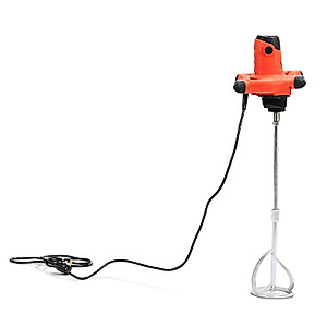 Electric Cement Concrete Mixer - Mixer Machine for Concrete Mortar Drywall Mud Cement Grout Thinset - Adjustable 6 Speed Power - 5" Mixing Paddle - Handheld & Portable - 1800W Motor