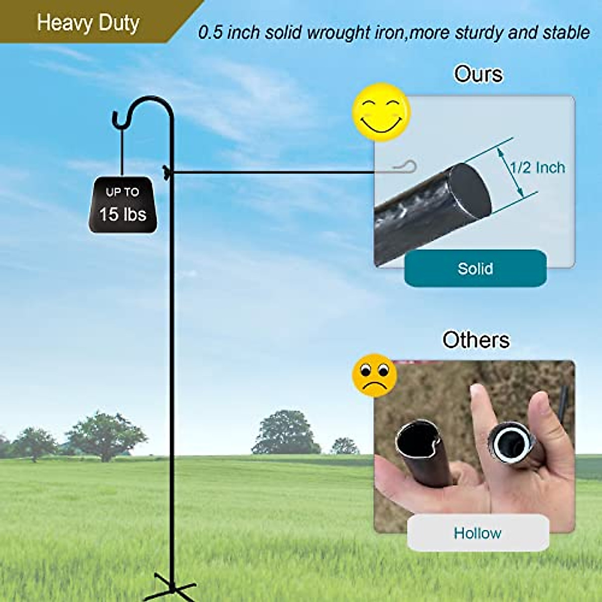 Luckupper Large Garden Flag Holder Stand Pole for 28 x 40 with Shepherd Hook,62 Inches Heavy Duty Yard Flag Post Stake for Outside
