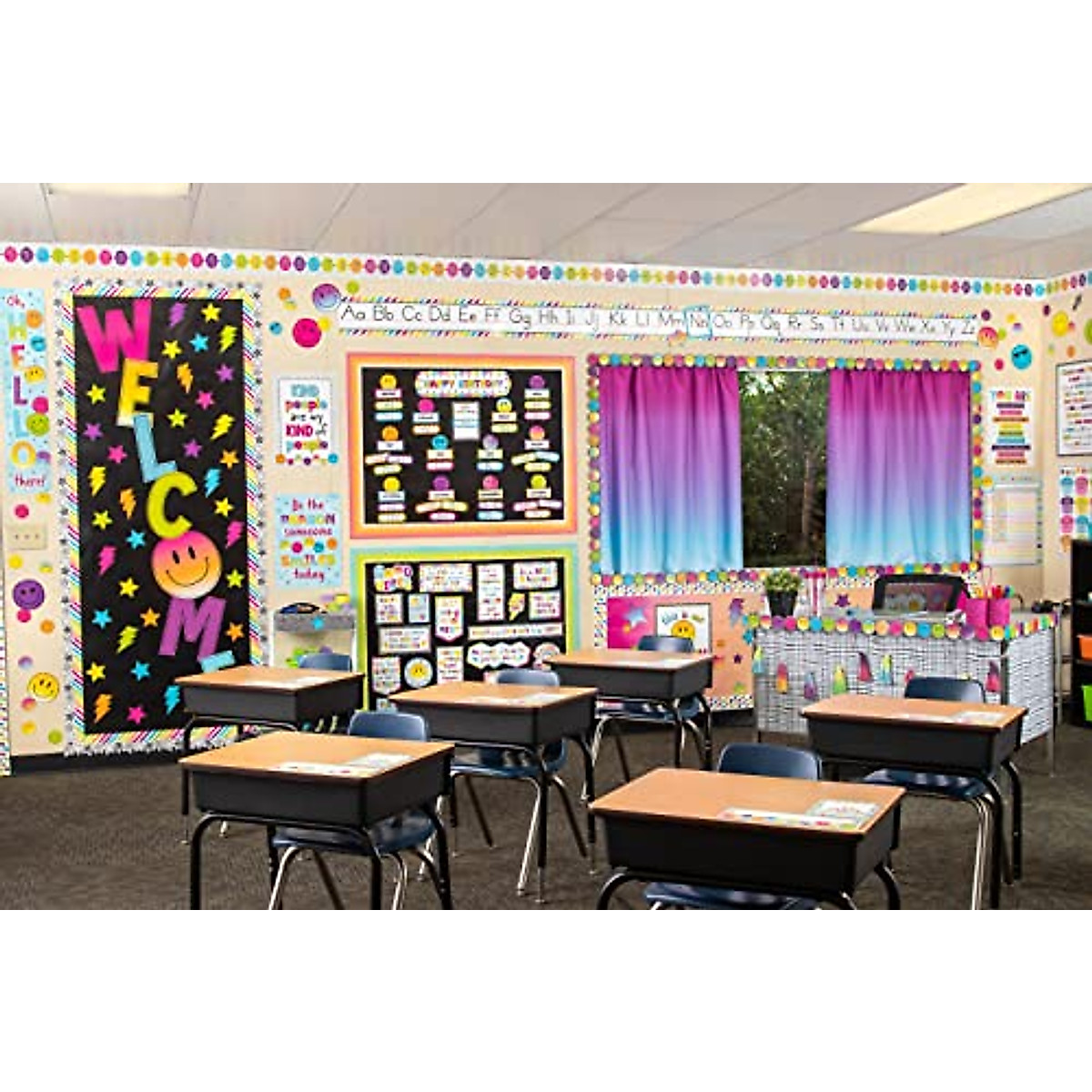 Teacher Created Resources Pink and Orange Color Wash Straight Border Trim