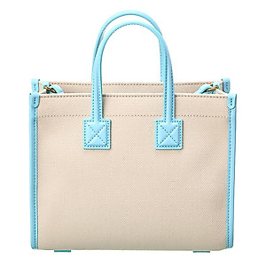 BURBERRY Freya Mini Canvas & Leather Tote, Blue