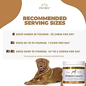 PetScy - Probiotic Chews for Dogs, Probiotic for Dogs of All Ages, Sizes & Breeds with Prebiotic Fiber and Pure Omega-3 for Dogs, Improves Skin, Coat, and Gut Health, 30 Chews