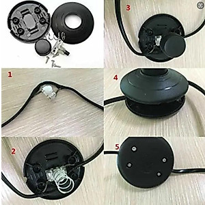 Tsnamay Black Floor Foot Switch,Round Floor Foot Switch Inline, Plastic Inline Foot Pedal Lamp Switch w/Push Step-on-Button for LED Light On-Off Control