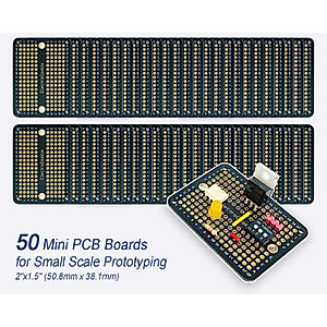 ElectroCookie Mini PCB Prototype Board Solderable Breadboard for DIY Electronics, Compatible for Mini Arduino Soldering Projects, Gold-Plated (50 Pack, Black)