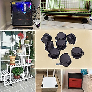 Caster Furniture，Rubbered Trolley Wheels ， Castor Wheels,Furniture Casters,M8 Threaded Stem 40mm Dual Wheel Rotatable Caster Black