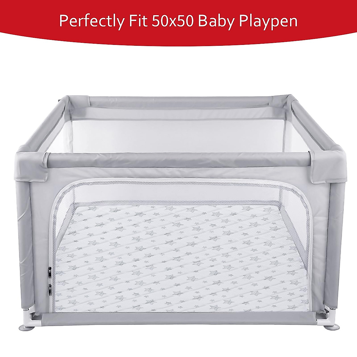 Premium Foam Baby Play Mat, 50''x50'' Playpen Mat, One-Piece Crawling Mat Non Slip Cushioned Mats for Babies, Infant and Toddler, Baby Floor Play Mat