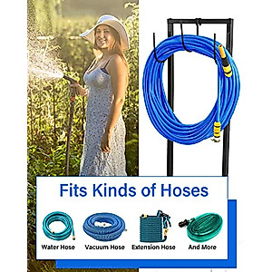 SNOGSWOG Garden Hose Holder, Freestanding Hose Stand Holds 3/4 inch x 125 FT, Heavy Duty Hose Hanger, Detachable Metal Hose Reel for Outside Yard Lawn, Black