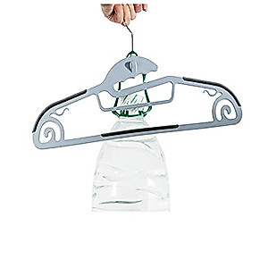 Sisnails Coat Hanger with Clothes Hanger Connector Hooks,Non-Slip Design, 0.2 Inches Thick, 360 Degree Swivel Hook,Dark Gray,10Pack