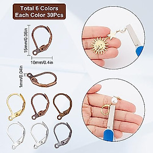SUNNYCLUE 1 Box 180Pcs Leverback Earring Hooks Bulk French Earring Hook Lever Back Ear Wires with Open Loop Hypoallergenic Brass Leverbacks Hoop Earwires DIY Earrings Findings for Jewelry Making Kit