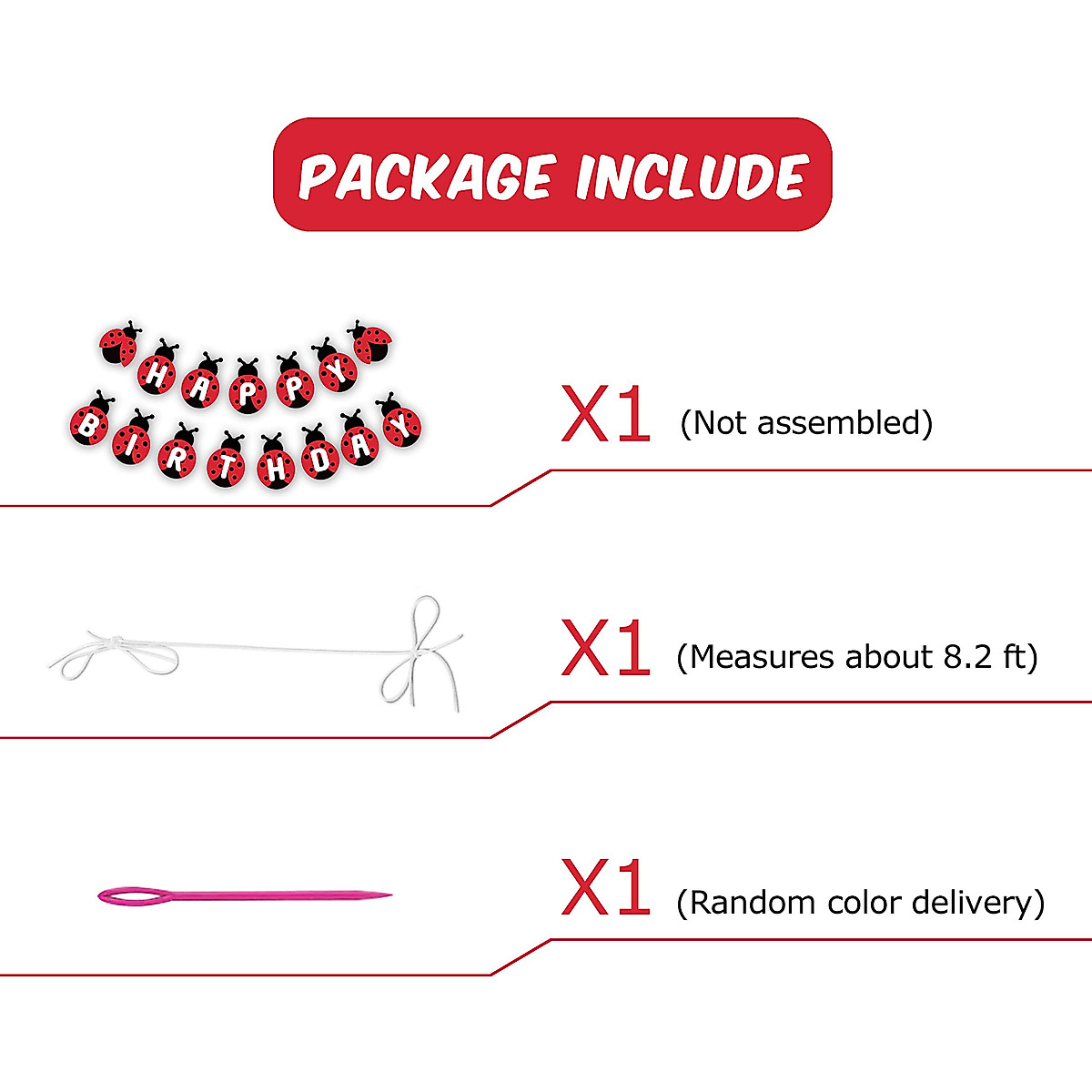 Ladybug Birthday Banner, Cute Ladybird Bday Bunting Sign, Insect Theme Baby Shower Decorations