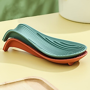 2 Pieces Silicone Spoon Rest,Heat Resistant Spoon Rest,Large Spoon Holder for Kitchen Counter Stove Top, Dishwasher Safe.