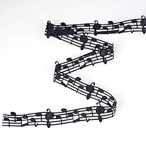 PH PandaHall Music Note Ribbon 20 Yard Music Party Decoration 30mm Rock and Roll Party Decorations Hollow Cut Out Music Note Clothing Trim for Scrapbooking Music Party Birthday Wedding Decor, Black