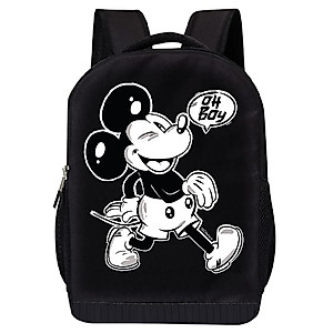 Disney Mickey Mouse Black Backpack for Kids and Adults - 17 Inch Air Mesh Padded Knapsack for School and Travel (Red)