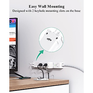2 Pack Power Strip Surge Protector - 6 Outlets 2 USB Ports 5Ft Long Extension Cords, Flat Plug Overload Protection Outlet Strip, 900 Joules, Wall Mount for Home, Office and Dorm Essential, ETL Listed