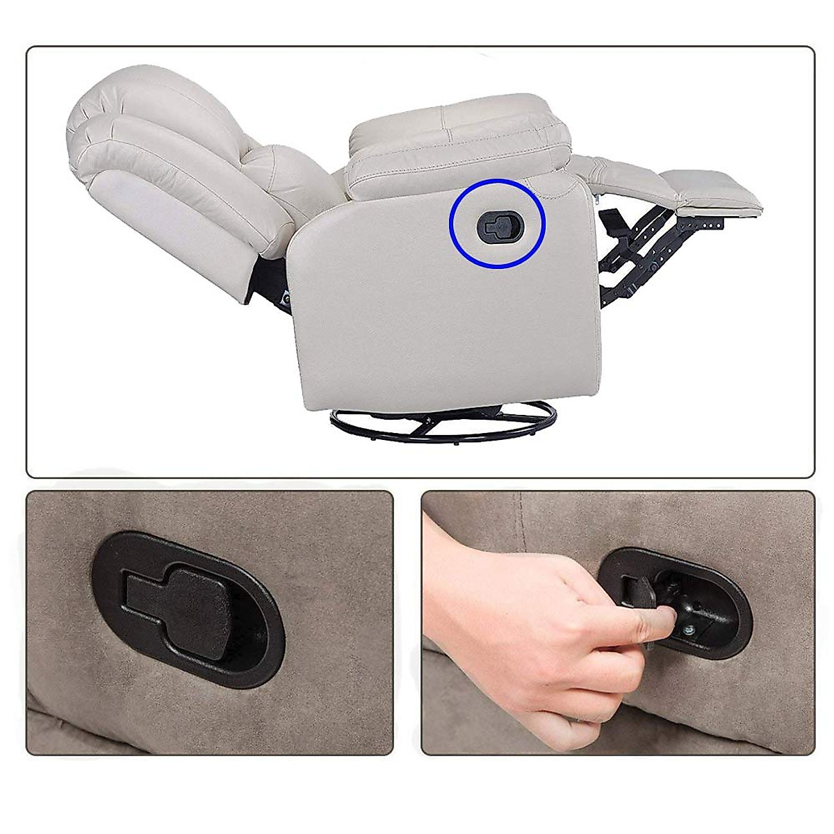 Pmsanzay Recliner Replacement Parts - Universal Black Metal Pull Recliner Handle with Cable - fits Ashley/Lane/Lazy Boy/Berkline and Major Recliner Brands Couch Style Pull Chair Release Handle Sofa