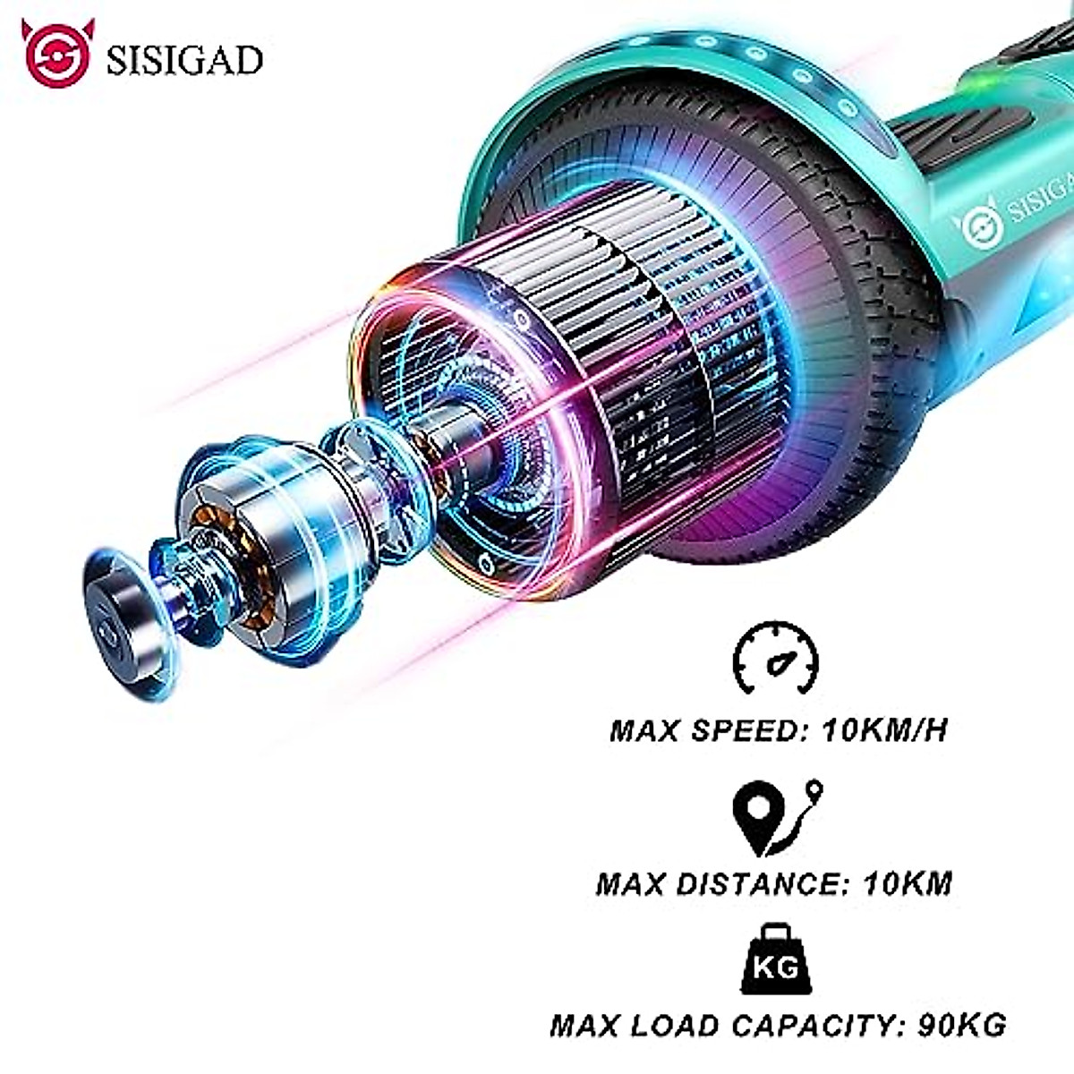 SISIGAD Hoverboard with Seat Attachment, Hoverboard Go Kart Combo, 6.5" Bluetooth Hover Board with Seat Attachment for Hoverboard
