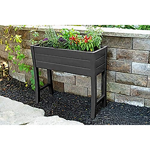 Nuvue Products 26021, 36" L x 15" W x 32" H, Polymer with Woodgrain Texture, Dark Gray Elevated Garden Box