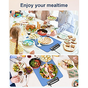 Food Warming Mat for Electric Warming Tray: 24H Timer Full Surface Heating Food Warmer - 7 Temperature Portable Food Warming Mat for Buffet - Silicone Heating Mat for Parties and Daily Use