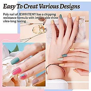 JEWHITENY 14 Colors Poly Extension Gel Nail Kit Nude pink Blue yellow Glitter All In One Poly gel Nail Kit Starter Kit Poly Nail gel Kit With U V Lamp Base Top Coat Gift for Women