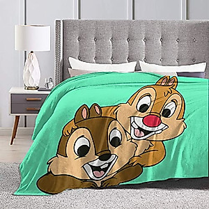 ERTER Boutique Throw Blanket Chip N Dale Super Soft Fleece Throw Blankets,Fuzzy Plush Blanket Oversized,Thin Lightweight Blanket for All Season 6050 In, Black, 60Inx50In Young