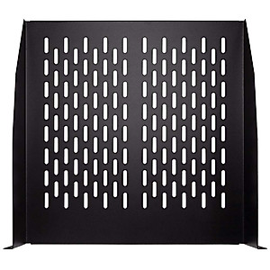 Navepoint 2U 19-Inch Universal Vented Rack Mount Cantilever Fixed Server Cabinet Shelf 18-Inches Deep Black