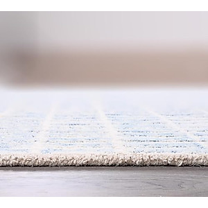 Capitola Hand-Tufted Wool Area Rug, Living Room deocr PB Modern Designer Carpet, (Sky Blue, 8x10 feet)